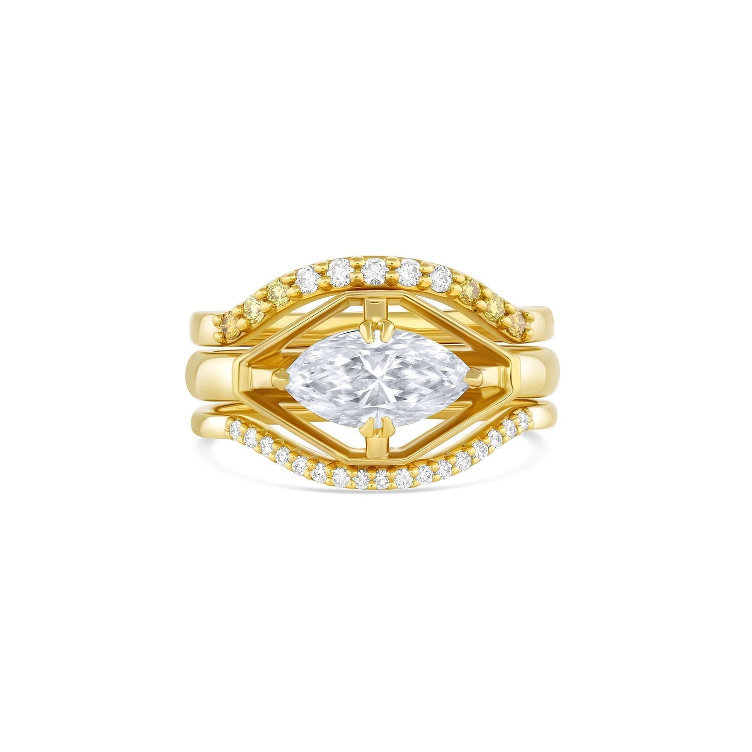 Midheaven Marquise Ring Suite - Lunar inspired wedding ring